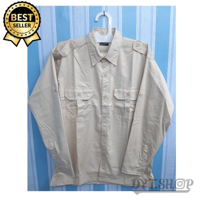 Jual kemeja pdh cream tangan panajang | Shopee Indonesia