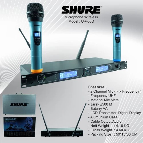 Jual MIC WIRELESS SHURE UR-66D+Harcase(2 Mic handheal) - UR-66D free koper | Shopee Indonesia