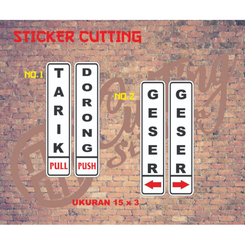 Jual Sticker cutting Waterproof pintu TARIK DORONG GESER pull push ...