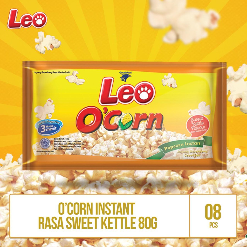Jual Leo O Corn Popcorn 80gr Rasa Manis | Sweet Flavour | Shopee Indonesia