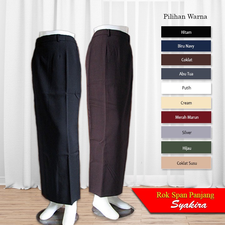 Jual Rok Kerja Panjang Span Size S M L XL XXL, Rok Muslimah Tali Ikat ...
