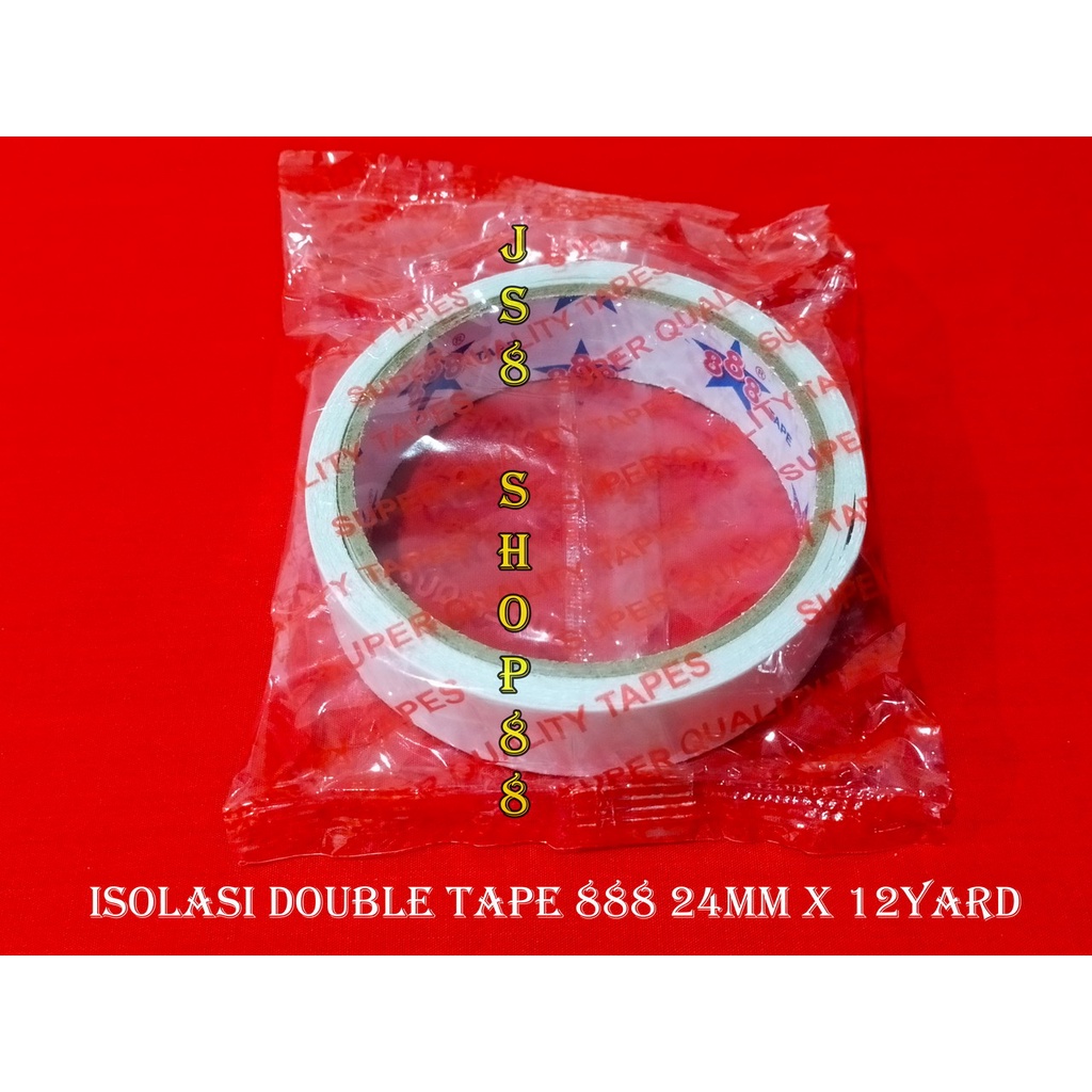 Jual ISOLASI DOUBLE TAPE PUTIH 24MM*12YARD / DOUBLE TAPE TISSUE 24MM * 12YARD 888 HOKI TAPE ...