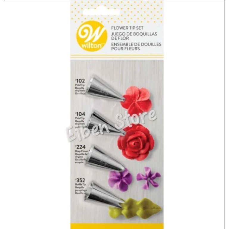 Jual Wilton Flower Tips set-4 Spuit 104,102,224,352 / Spuit Bunga dan ...