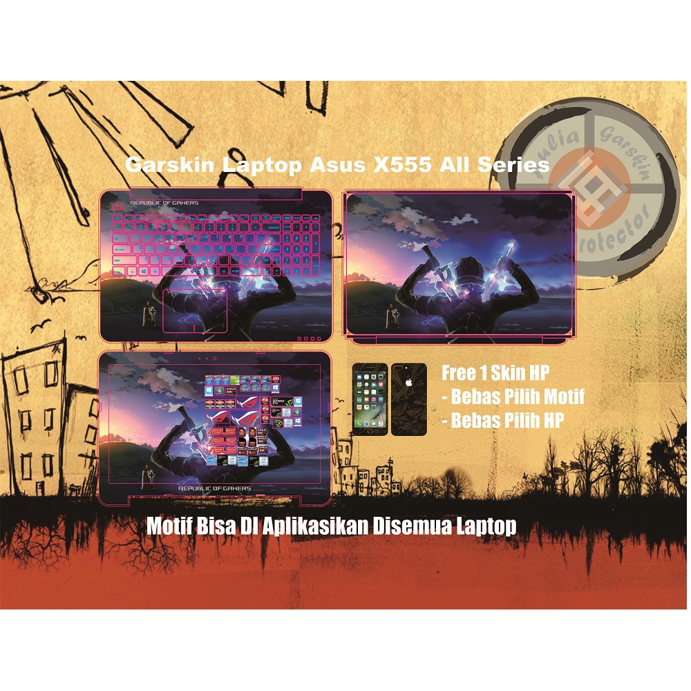 Jual Garskin Laptop Asus X555 all series Motif Anime - Free Custom ...