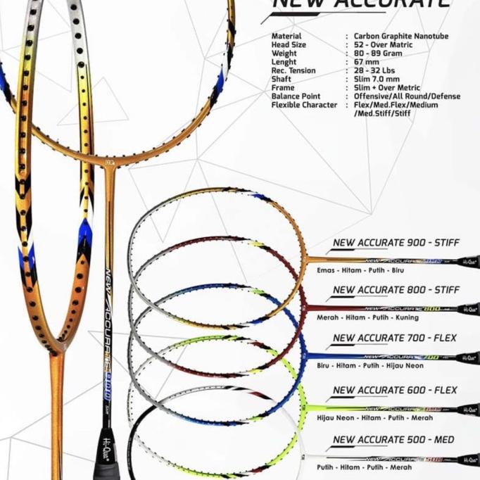 Jual Raket Badminton HIQUA HQ NEW ACCURATE 600/700/800/900 + GRIP ...