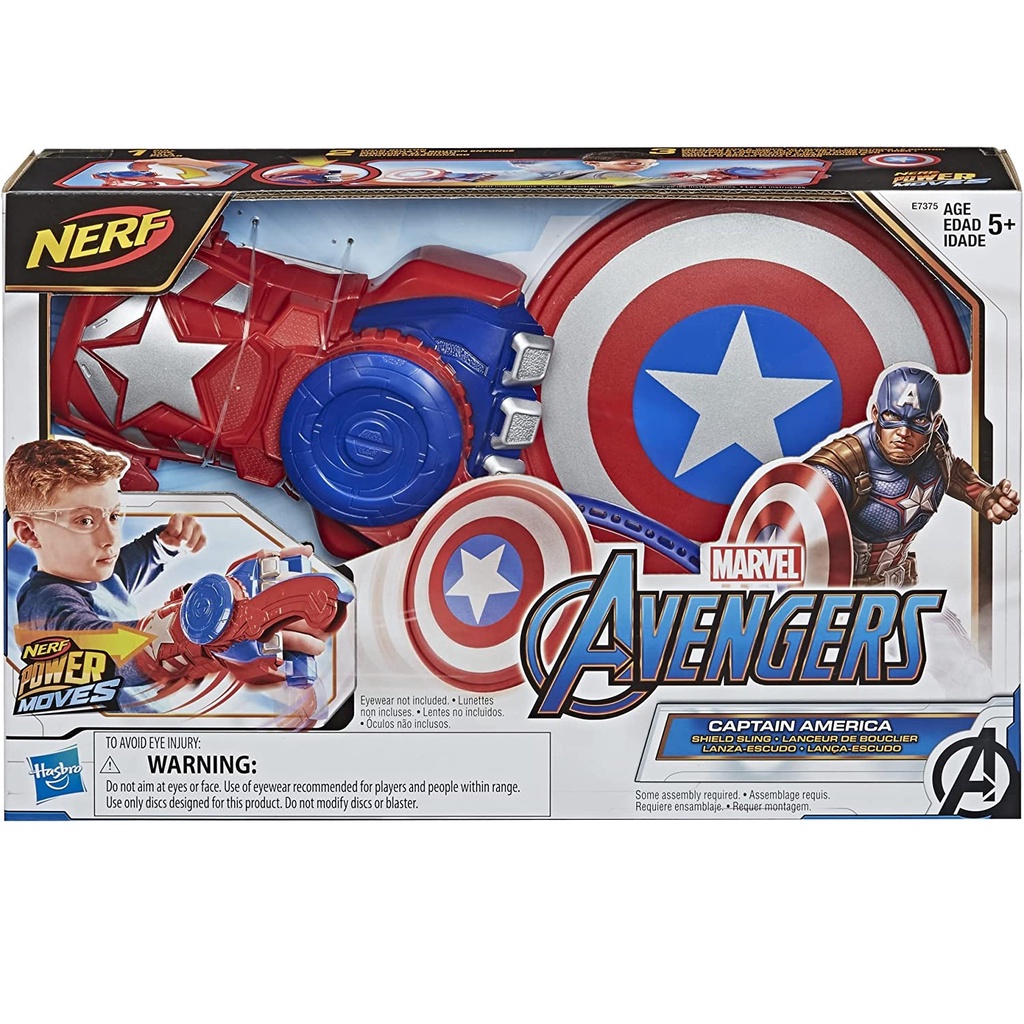 Jual Nerf Power Moves Marvel Avengers Captain America Shield Sling ...