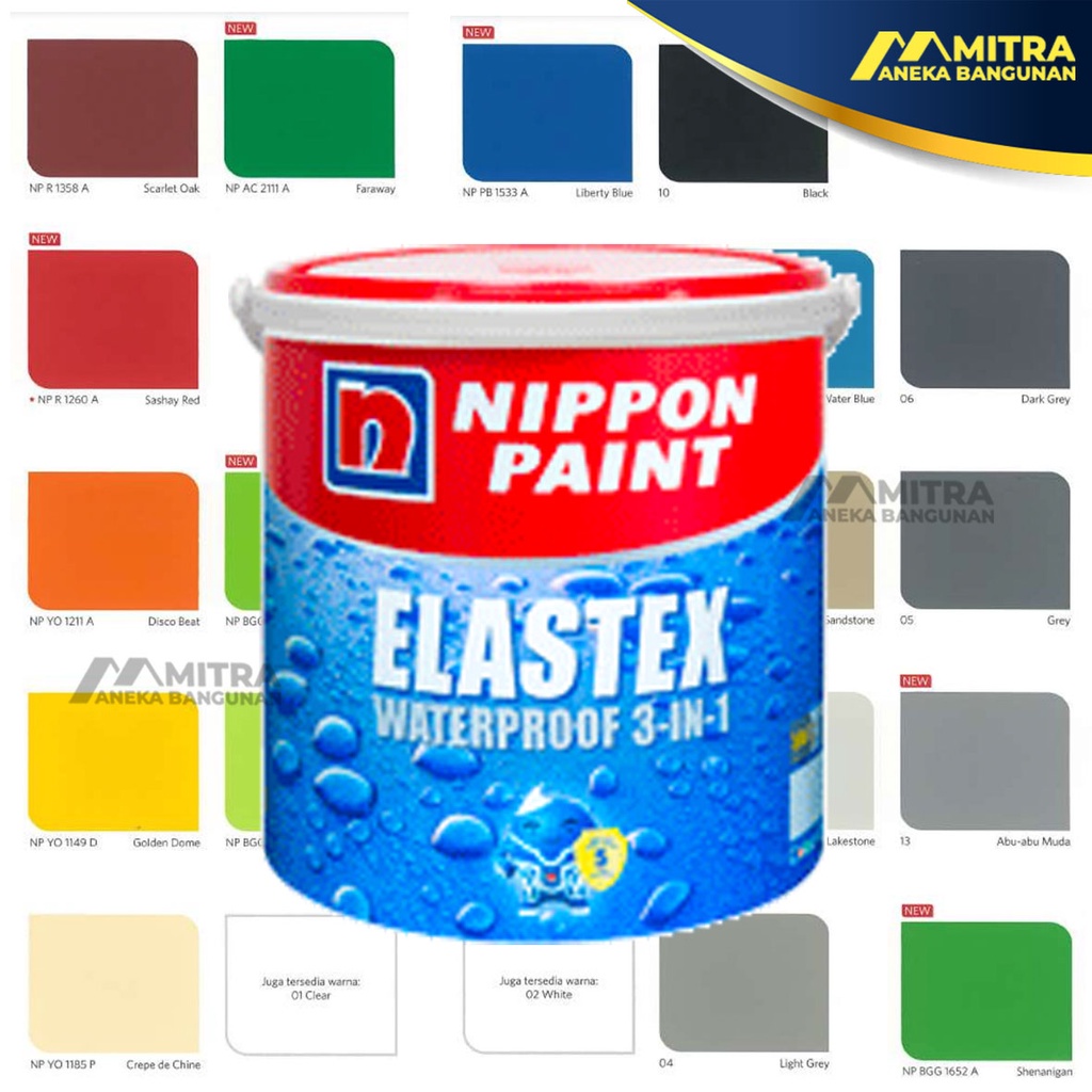 Jual ELASTEX NIPPON PAINT 4 KG / CAT WATERPROOF / CAT PELAPIS ANTI BOCOR / CAT TEMBOK LUAR ...
