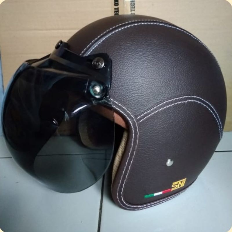 Jual HELM RETRO BOGO KULIT POLOSAN HITAM | Shopee Indonesia