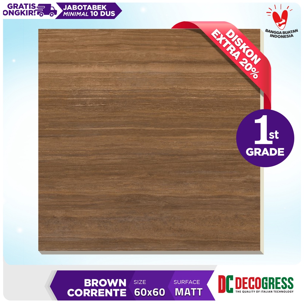 Jual Decogress Granite tile 60x60 Brown Corrente (Crystallin) | Shopee ...