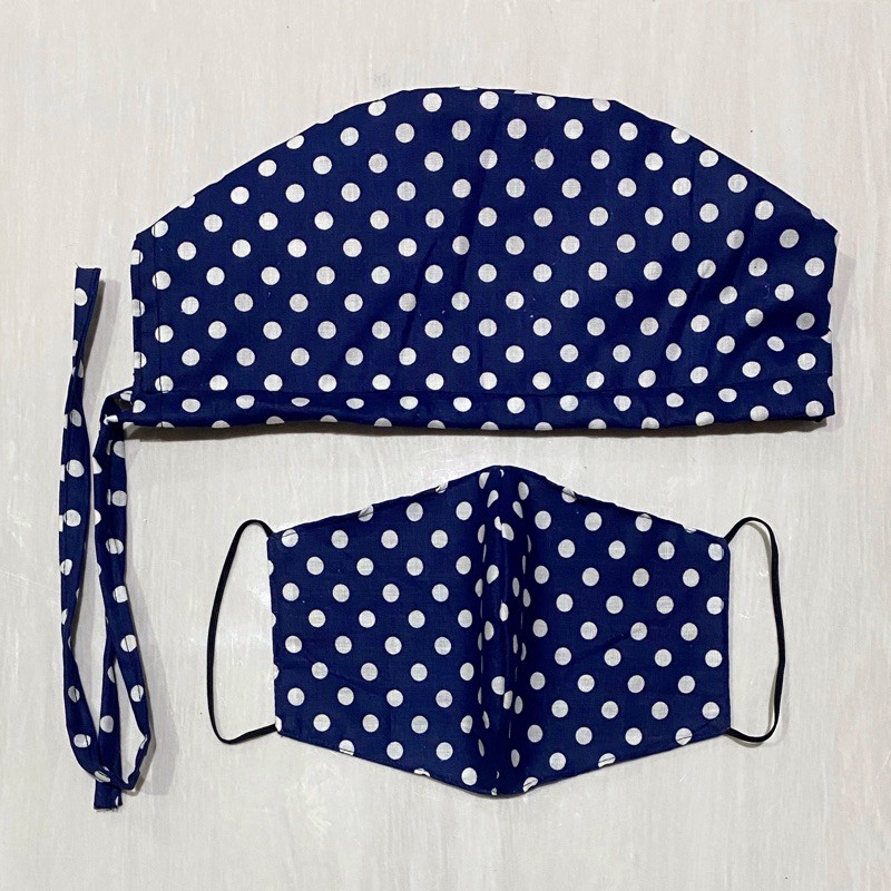 Jual Surgical Scrub Cap Head Katun 2 Lapis + Masker -Topi Operasi Medis ...