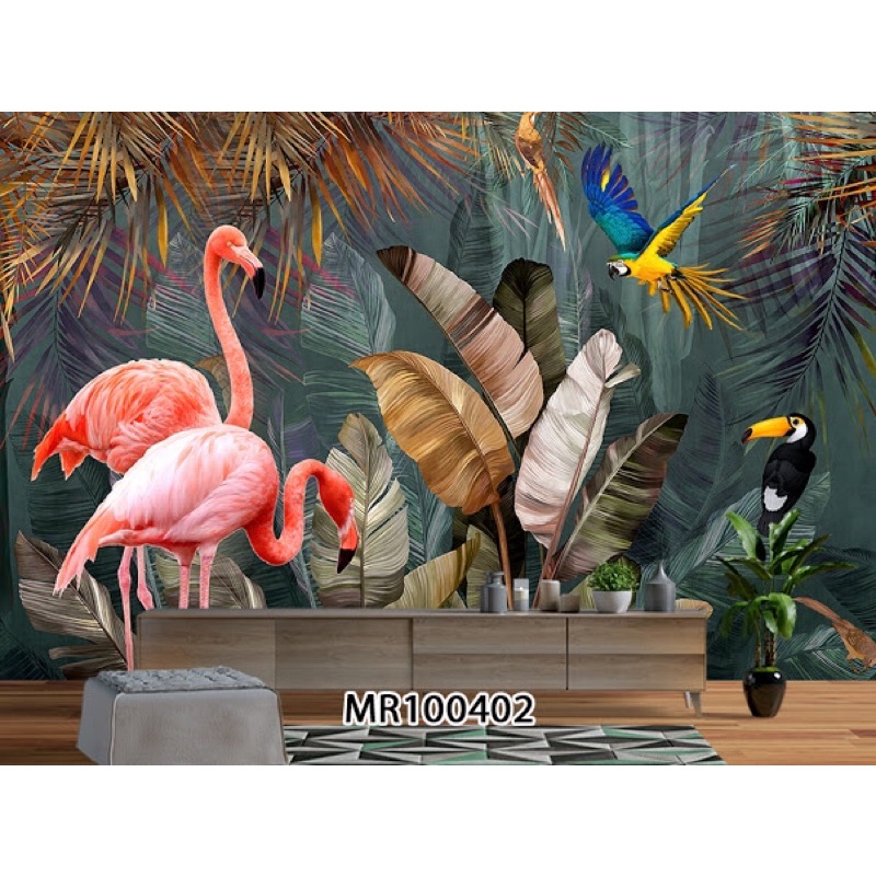 Jual Photowall Mural 3d Dinding Wallpaper Mural Motif Burung Flamingo