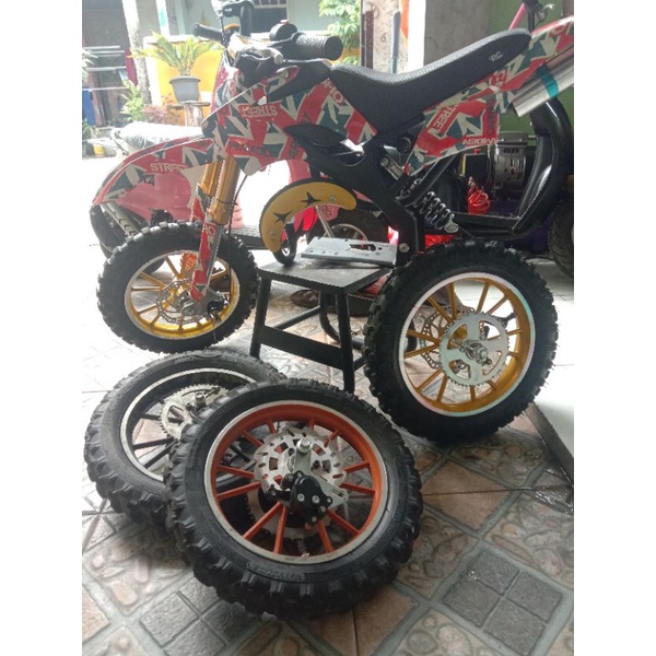 Jual velg set mini trail lengkap ban,as,gear,rem cakram,kunci rante ...