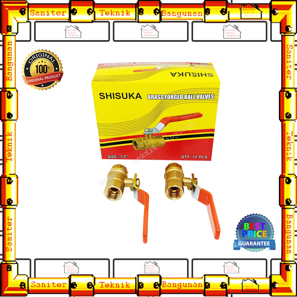Jual Ball Valve Stop Kran Kuningan Shisuka 1/2" 3/4" 1" Inch | Shopee Indonesia