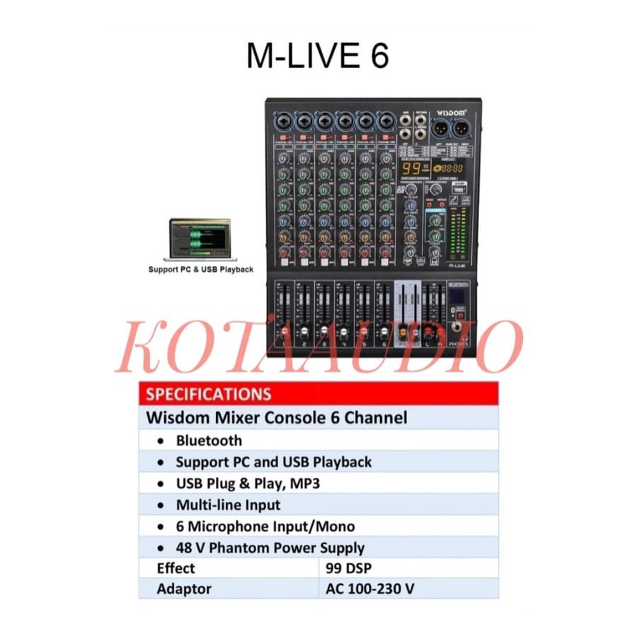 Jual MIXER AUDIO WISDOM MLIVE6 / MLIVE 6 / M LIVE 6 / M LIVE6 ORI 6 CHANNEL | Shopee Indonesia