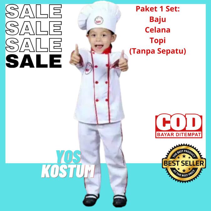 Jual Seragam Profesi Anak Koki Cilik Baju Kostum Chef Setelan | Shopee ...