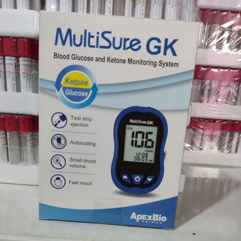 Jual alat ukur gula glucose darah blood dan keton multisure gk meter ...