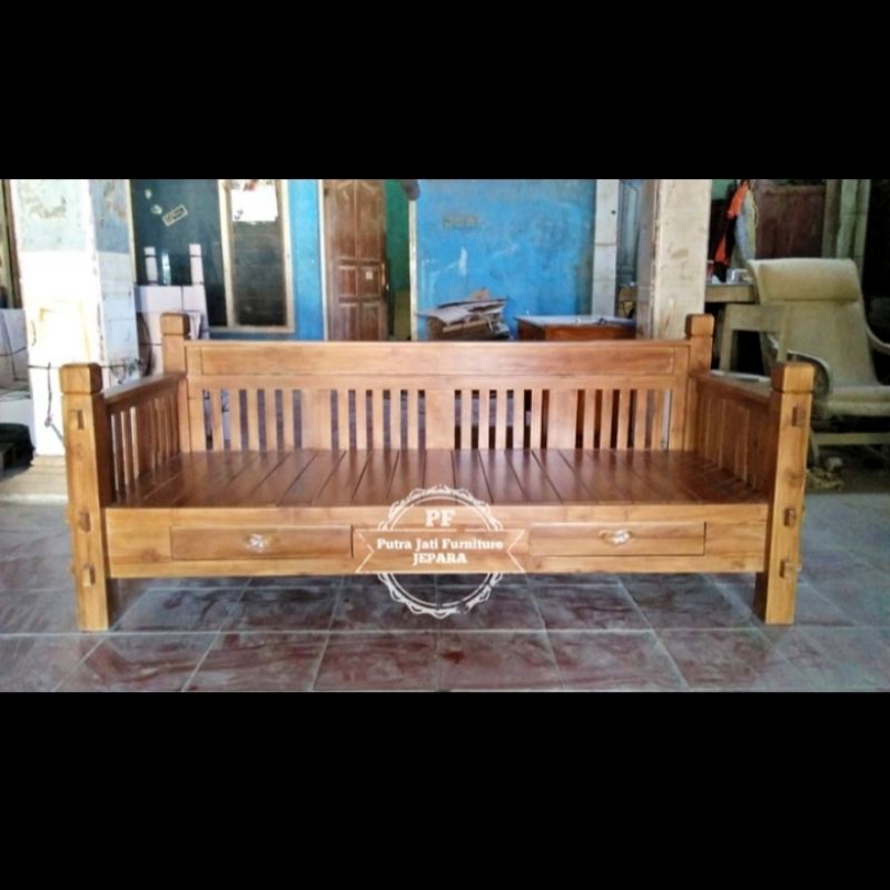 Jual Kursi risban model polos - Kursi bangku bale bale panjang kayu ...