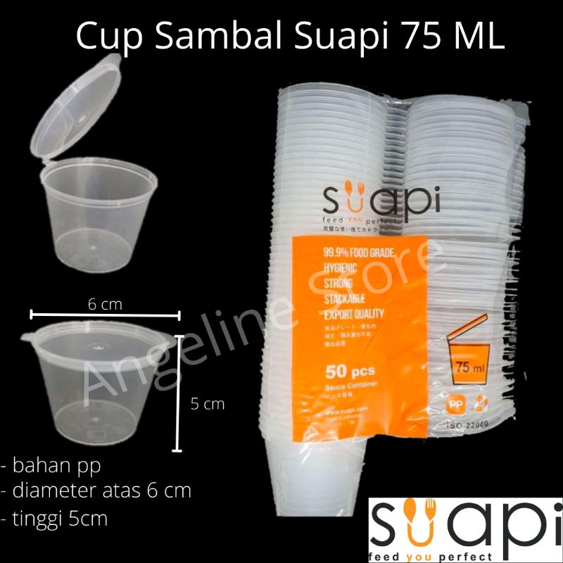 Jual Tempat Saos Plastik 75 ML/Cup Sambal/Sauce Container Suapi @50 Pcs ...