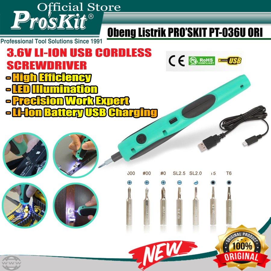 Jual Proskit PT-036U Screwdriver Obeng Listrik USB Electric Precision ...