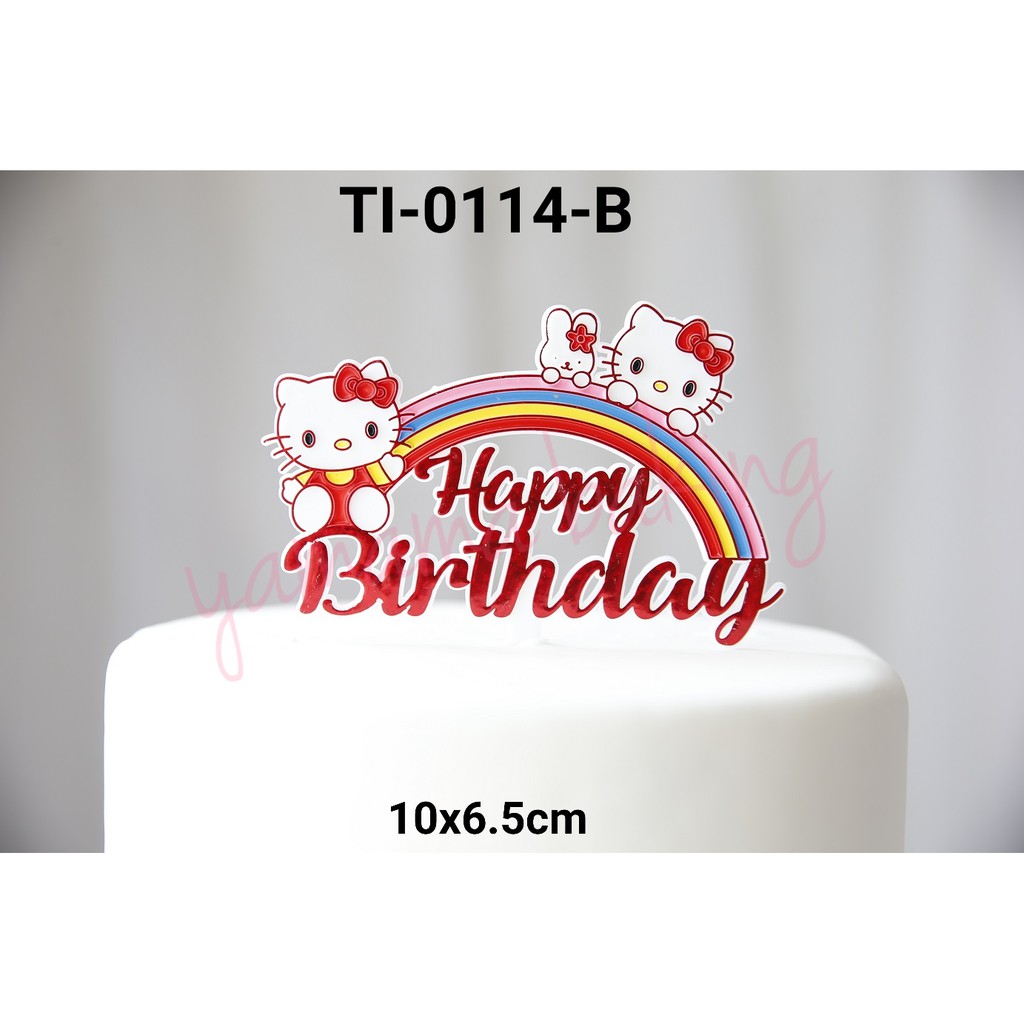 Jual TI-0114-B Cake topper kue tulisan happy birthday hello kitty merah ...