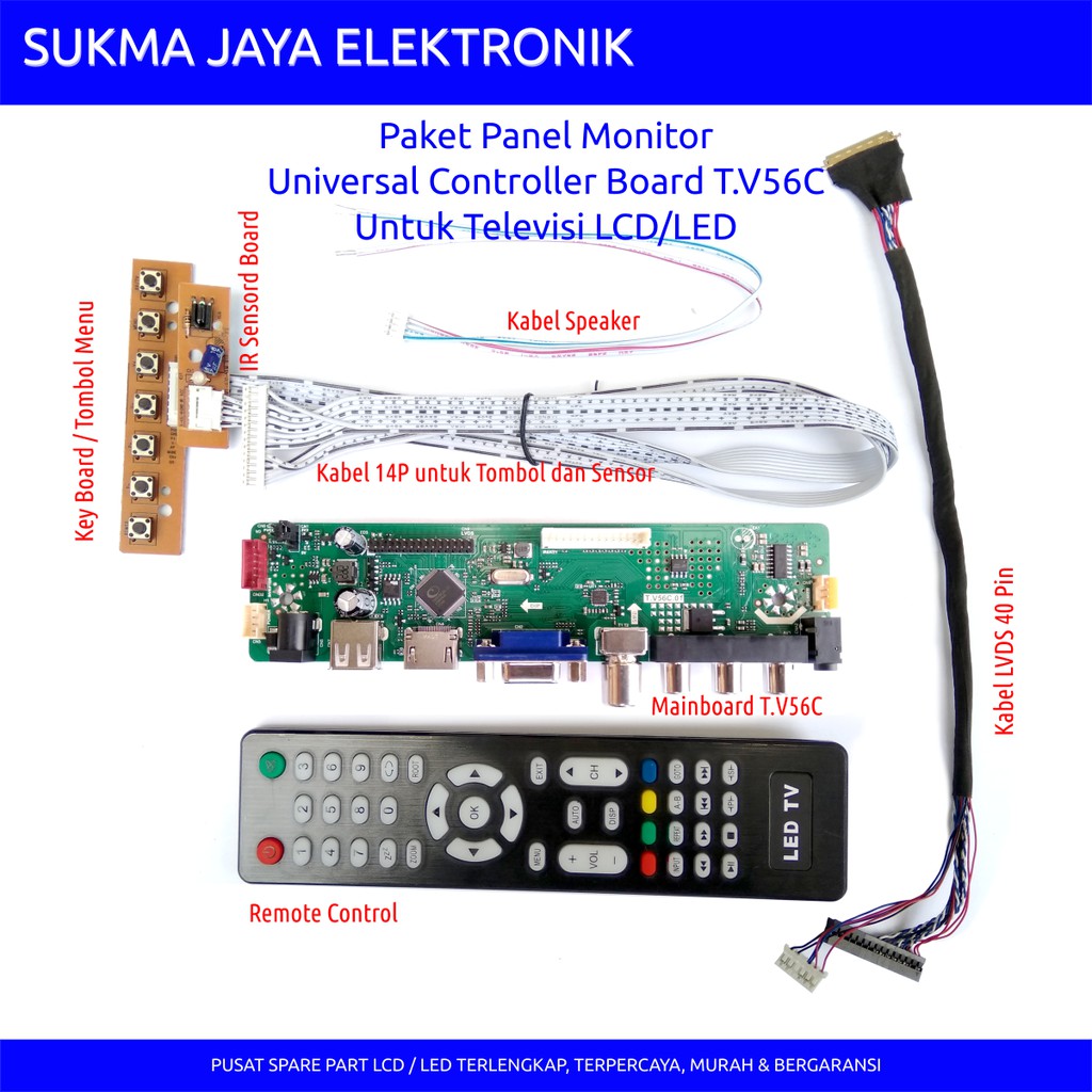Jual PAKET PANEL LED LAPTOP - UNIVERSAL LCD/LED TV BOARD V56C | Shopee ...