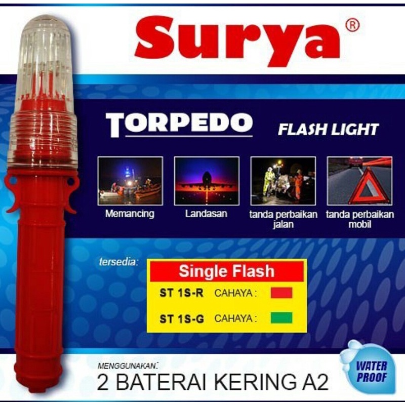 Jual Torpedo Light LED Surya/Lampu sinyal Nelayan ST 1S-R (REAL PIC*) Cahaya ; Merah | Shopee ...