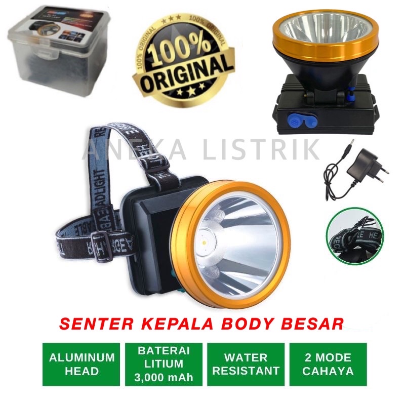 Jual SENTER KEPALA 50 WATT RECHARGER CAHAYA KUNING DAN PUTIH SENTER ...