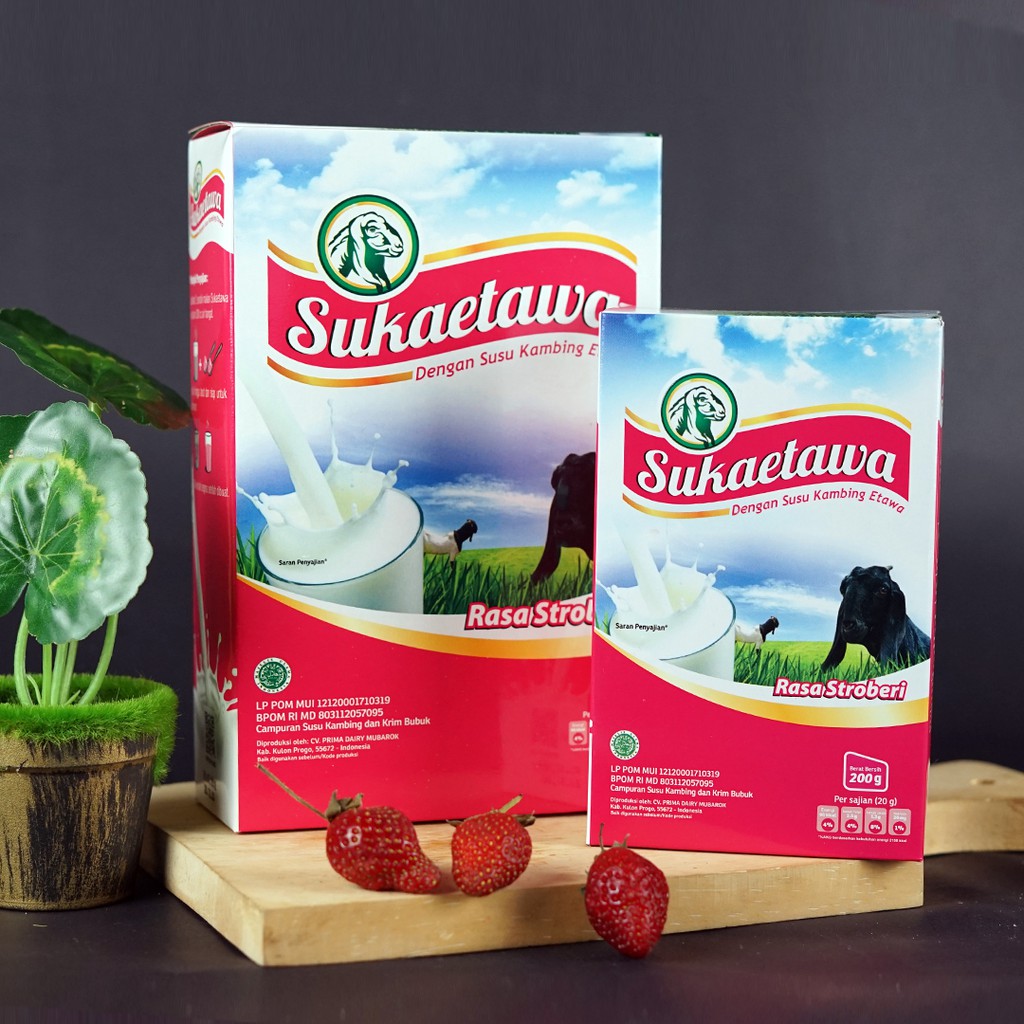 Jual Sukaetawa Susu Kambing Rasa Stroberi 200 gr | Shopee Indonesia