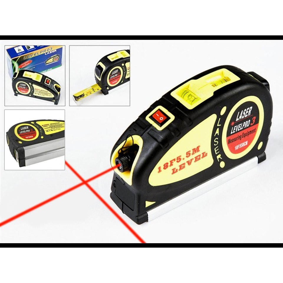 Jual Laser Level Pro 3 5.5M 18FT Horizontal Vertical Line Measuring ...