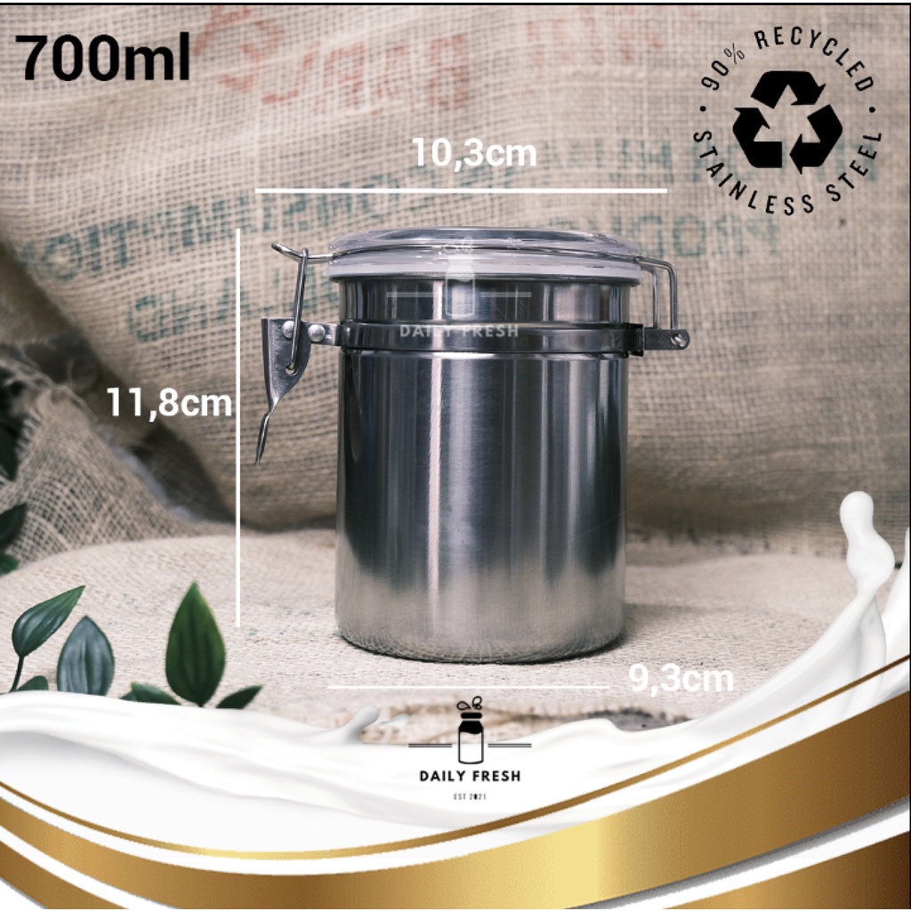 Jual TOPLES CANISTER STAINLESS STEEL KEDAP UDARA 500 ML / 700 ML / 800 ML / 1 LITER TOPLES KOPI ...