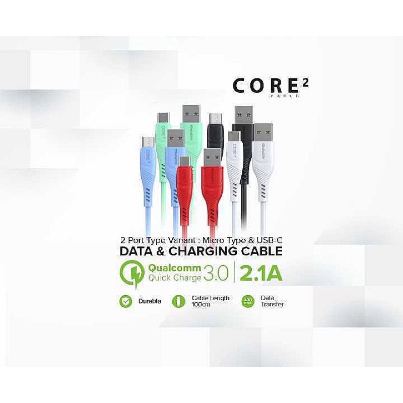 Jual KABEL DATA HIPPO CORE 2 FOR MICRO / TYPE-C (1 TOPLES ISI 30 PCS ...