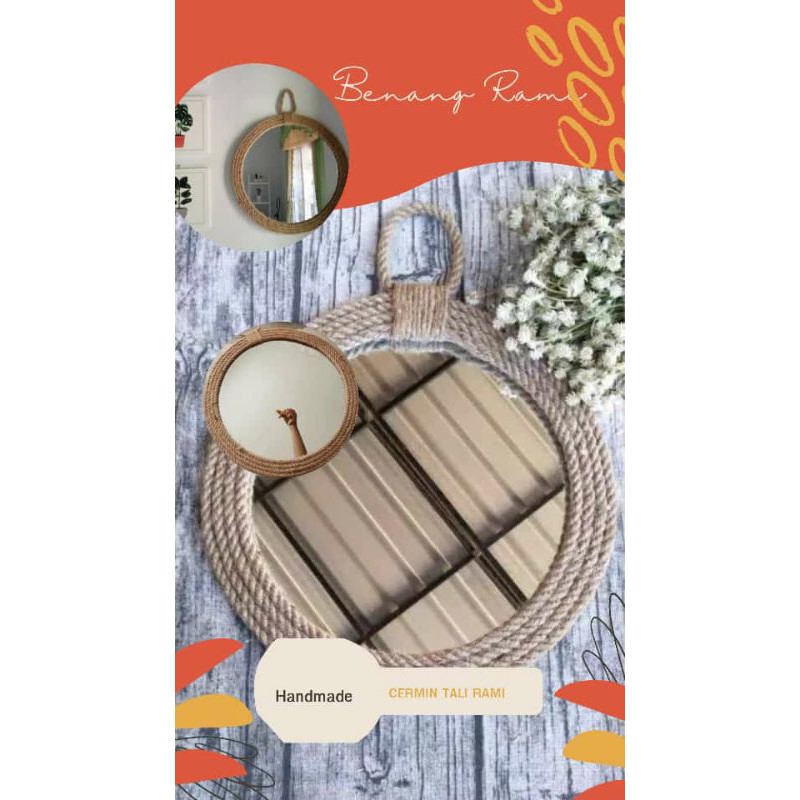 Jual CERMIN BULAT FRAME BENANG GONI (RAMI) | Shopee Indonesia