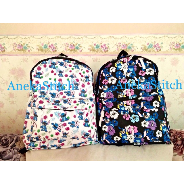 Jual Tas ransel lilo stitch hitam putih backpack untuk sekolah | Shopee ...