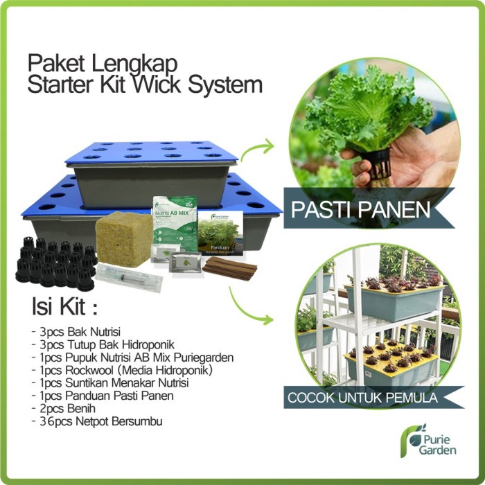 Jual Paket Stater Kit Hidroponik Hydroponik Set Pemula Lengkap Wick ...