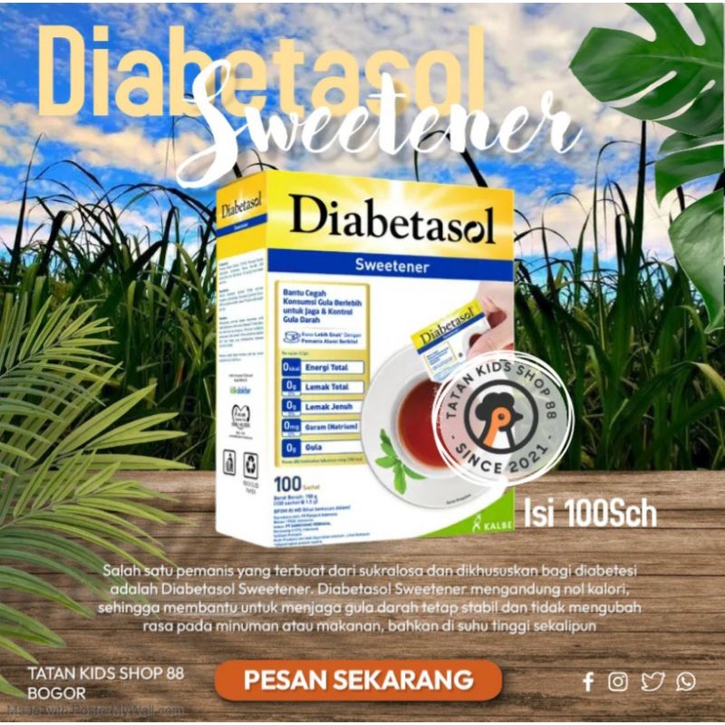 Jual Swetener Diabetasol isi 100 Sachet Gula Pemanis Tanpa Kalori No ...