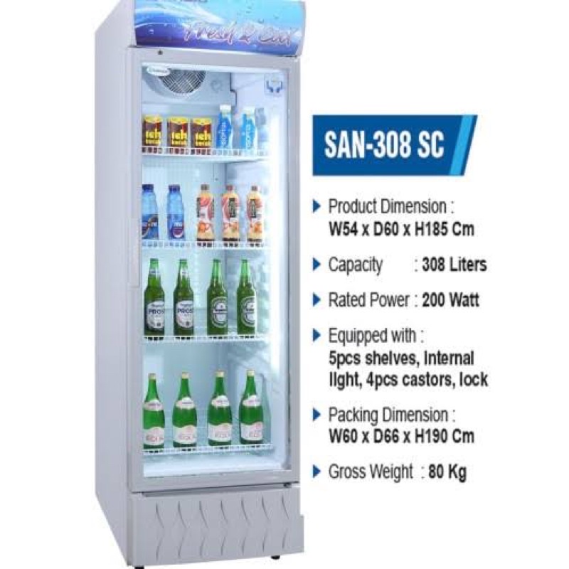 Jual SANSIO Showcase Display Cooler 308 Liter - SAN 308SC | Shopee ...