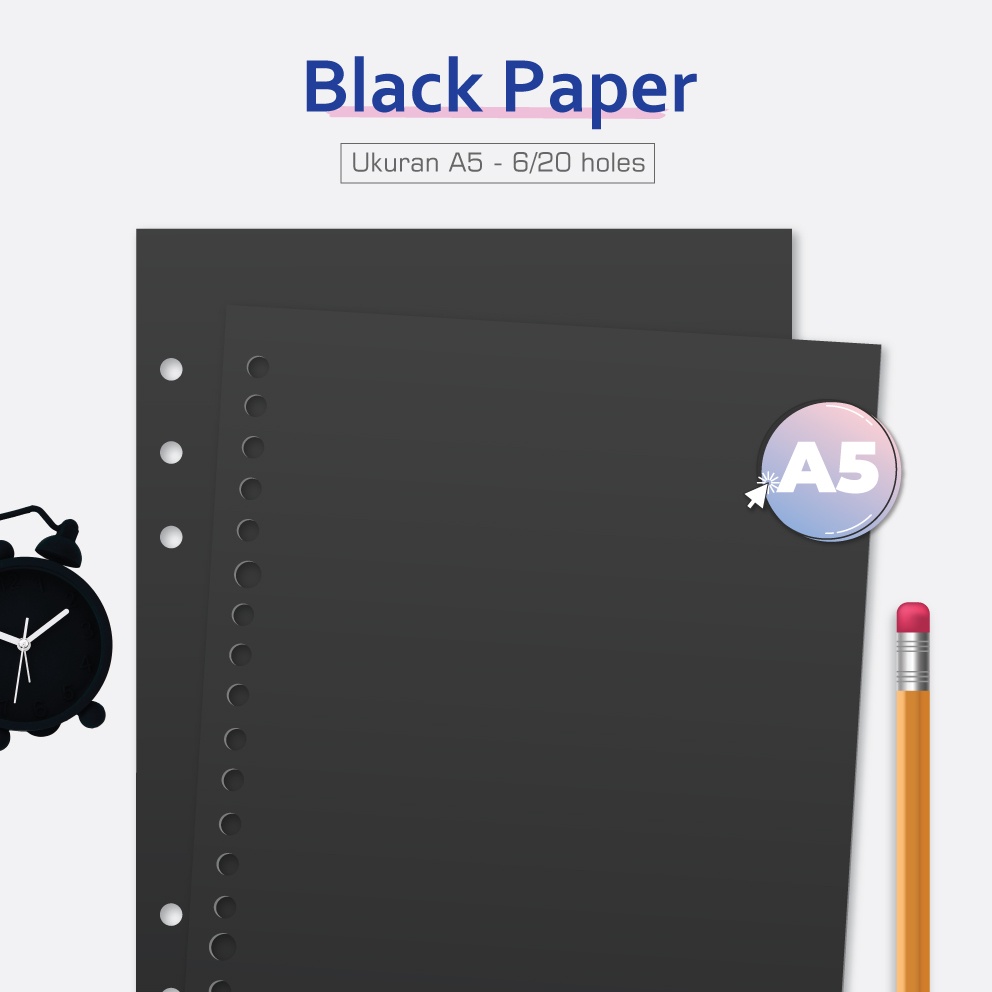 Jual bukuqu Loose leaf Hitam A5 80/210 gsm - Kertas file Black paper ...