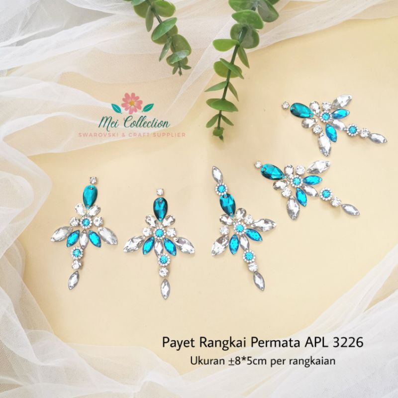 Jual Payet Rangkai Mutiara Bunga 3d Permata Kompilasi Nuansa Biru Blue