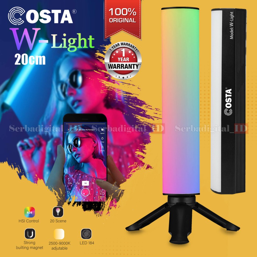 Jual COSTA W-Light RGB Light Tube Magnetic 20cm Hendheld Ambient Video ...