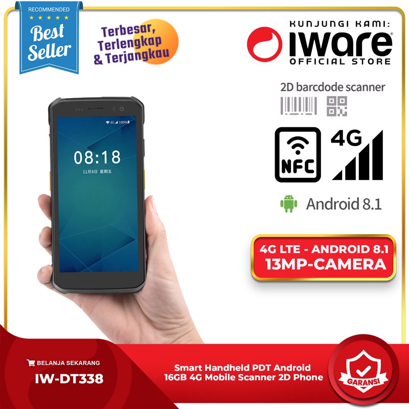 Jual Smart Handheld PDT Android Iware DT338 16GB 4G Mobile Scanner 2D ...