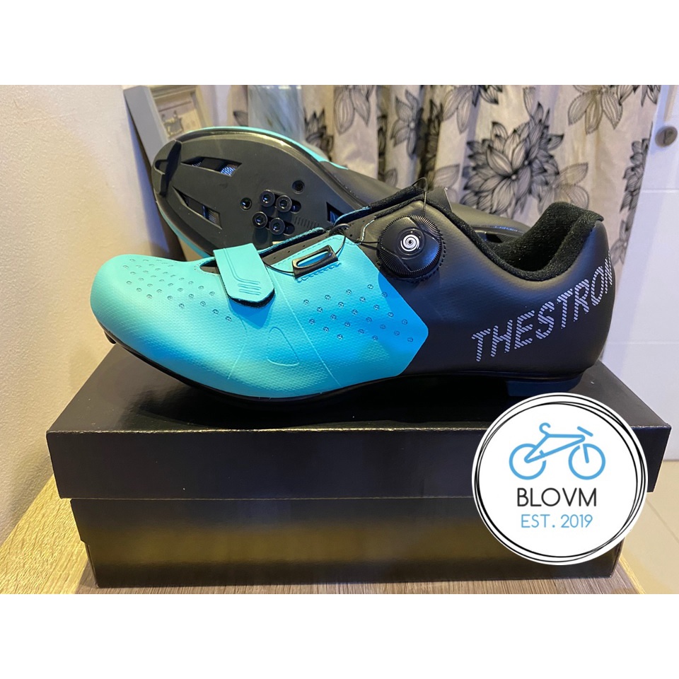 Jual Sepatu sepeda cleat thestron Roadbike MTB Bianchi Blue | Shopee ...