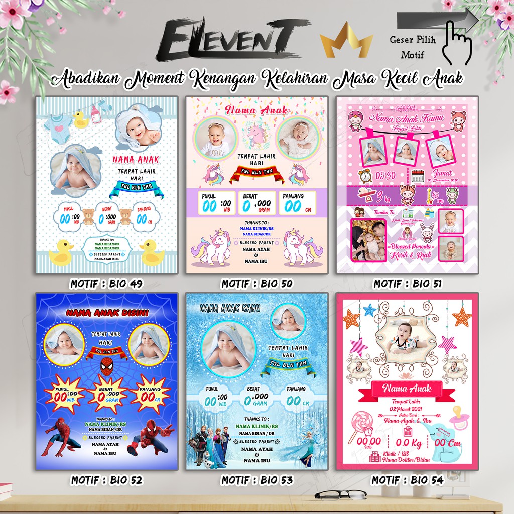 Jual Bingkai Foto 12R 30x40 Biodata Bayi Custom Hadiah Pigura Unik ...