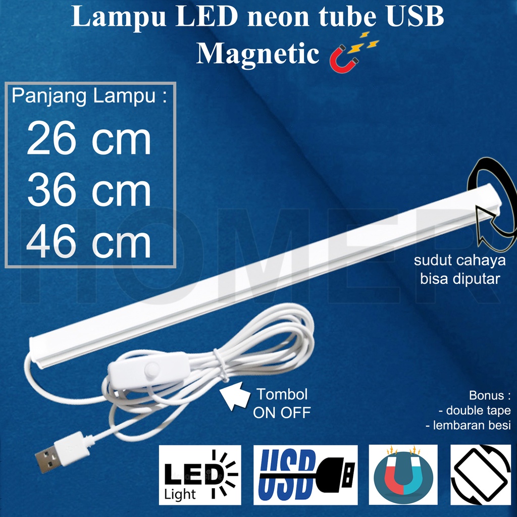 Jual Lampu LED stick Neon panjang tube USB magnet lampu LED emergency ...