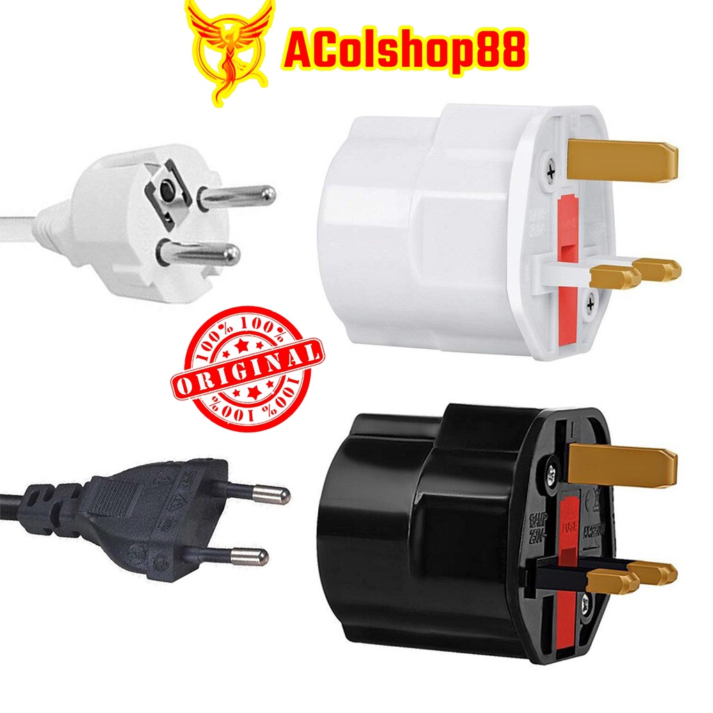 Jual COLOKAN LISTRIK SAMBUNGAN KAKI 2 KE KAKI 3 MODEL EU 2 PIN TO UK 3 ...
