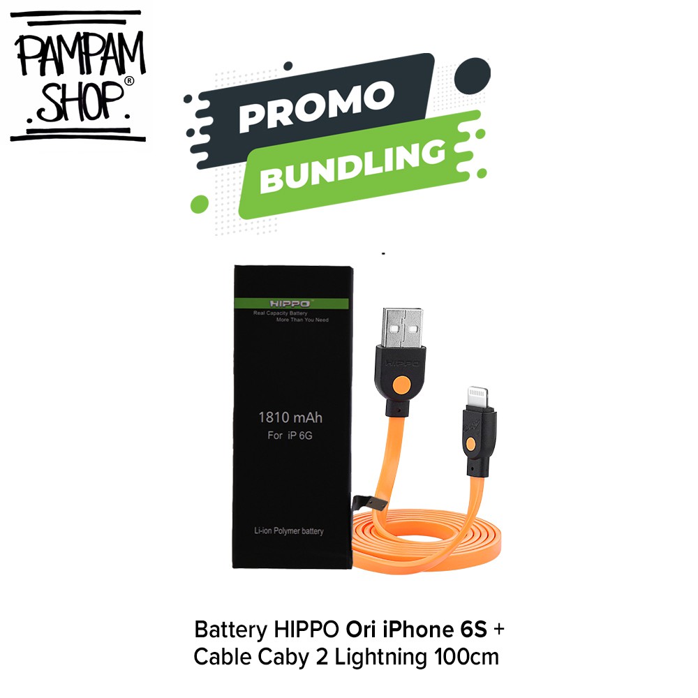 Jual PAKET BUNDLING BATERAI HIPPO IPHONE 6S DAN CABY 2 LIGHTNING 100CM Double Power Original ...