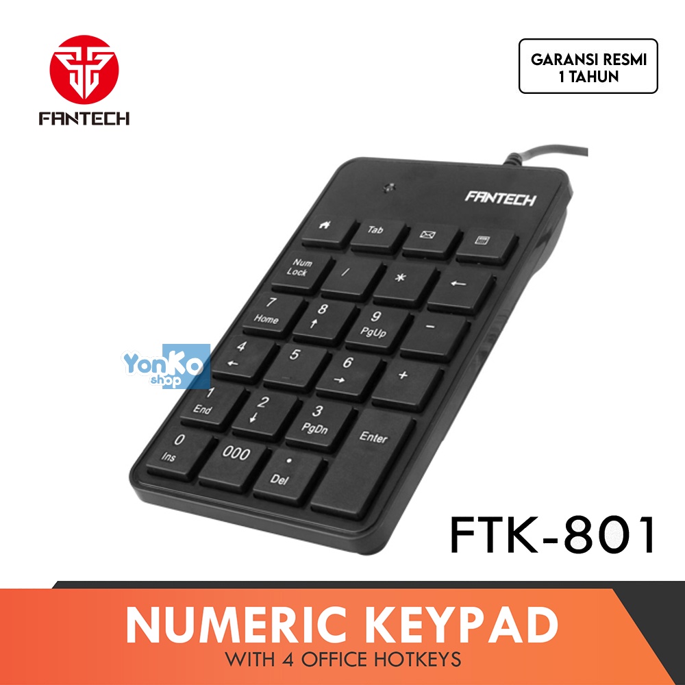 Jual Fantech Numeric Keyboard Office FTK801 / K801 Membrane 23 Keys Wired Numeric Keypad Garansi ...