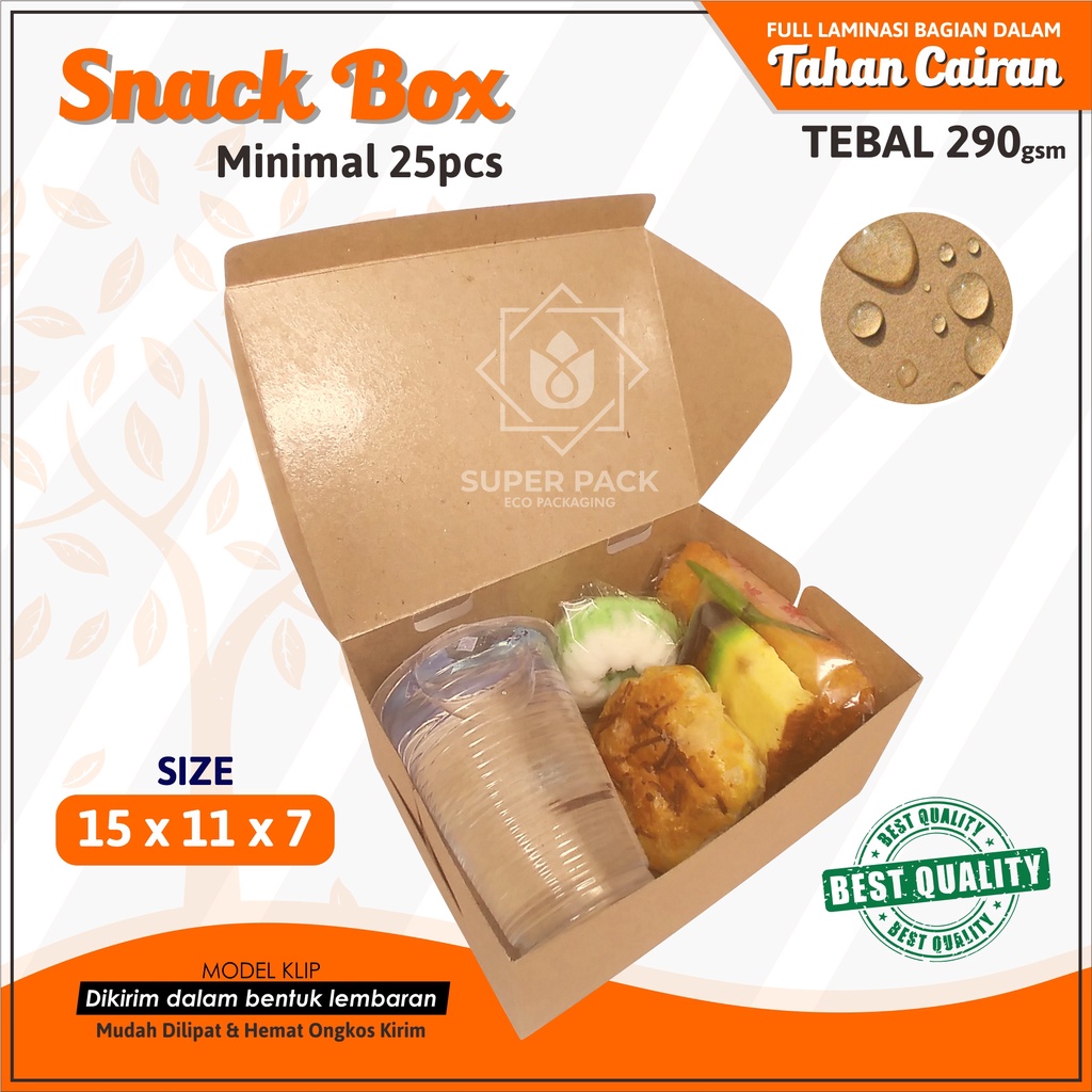 Jual Dus Snack Box 15x11x7 Kraft 290gsm Kotak Kue Fried Chicken Awug ...