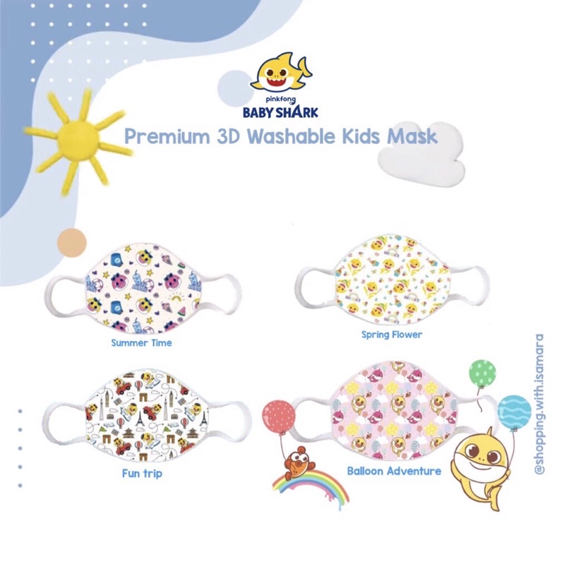 Jual Pinkfong Baby Shark Washable Kids Mask / Masker Anak | Shopee ...