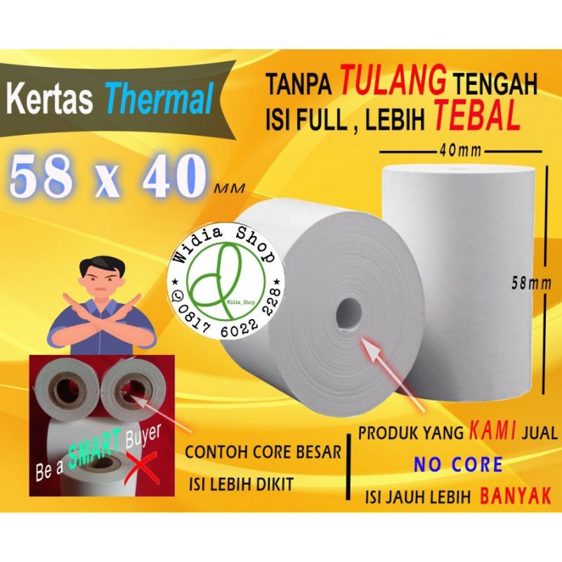 Jual Kertas Struk Thermal Paper Roll TEBAL 58x40mm Termal EDC Thermal ...