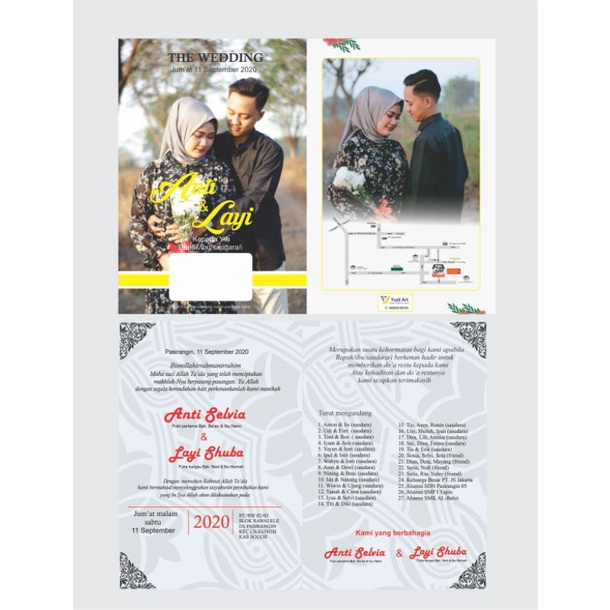 Jual undangan custom full color free design bebas pake foto denah ...
